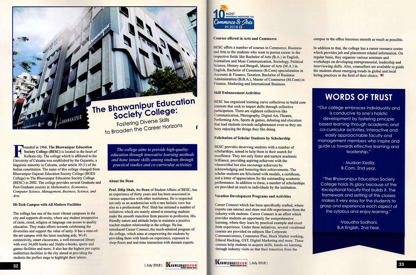Knowledge Review Magazine July’18 - BESC | The Bhawanipur Education ...