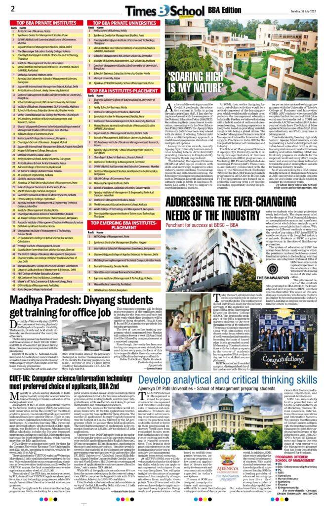 Times B-School – Top BBA Institutes Ranking 2022 - BESC | The ...