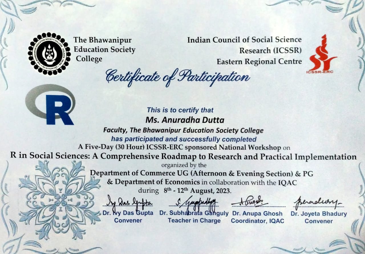 A Five-Day National Workshop Sponsored by ICSSR – ERC on R in Social ...